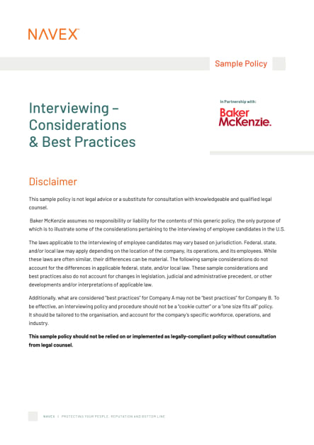 Interviewing: Considerations & Best Practices | NAVEX UK